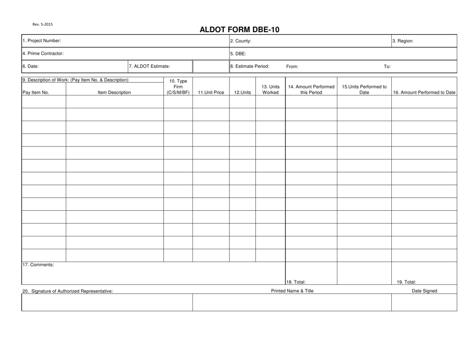ALDOT Form DBE-10 - Fill Out, Sign Online and Download Printable PDF ...
