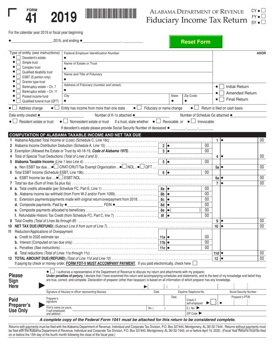 Form 41 - 2019 - Fill Out, Sign Online and Download Fillable PDF ...