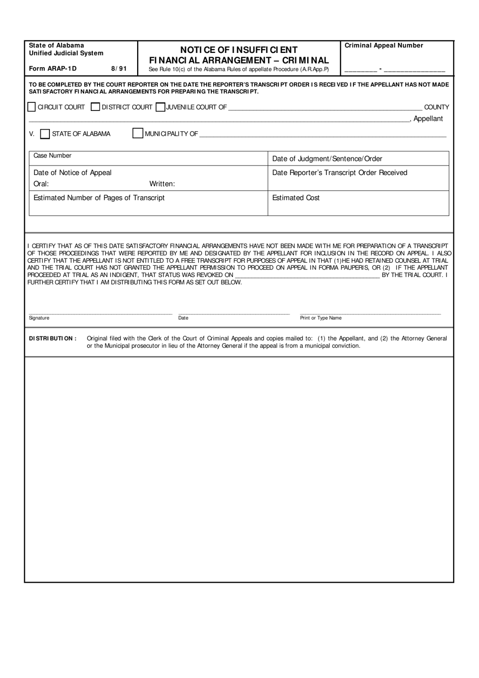 Form ARAP-1D - Fill Out, Sign Online and Download Fillable PDF, Alabama ...