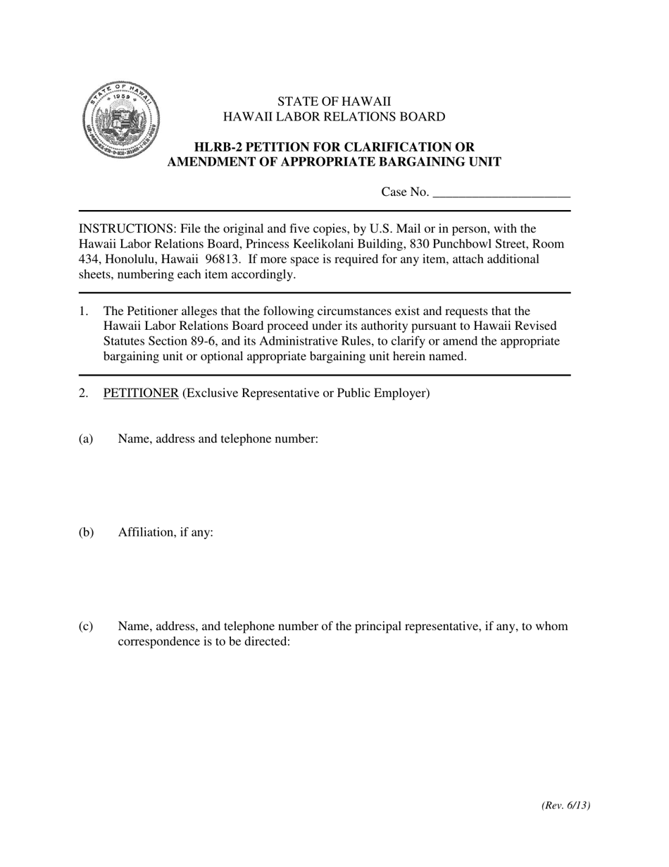 Form HLRB-2 - Fill Out, Sign Online and Download Fillable PDF, Hawaii ...
