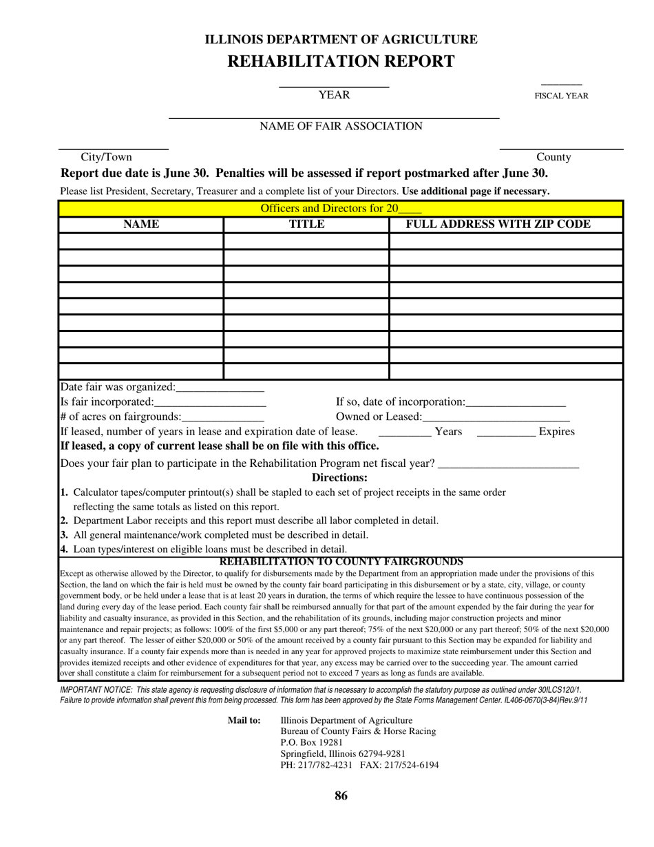 Illinois Rehabilitation Report - Fill Out, Sign Online and Download PDF ...