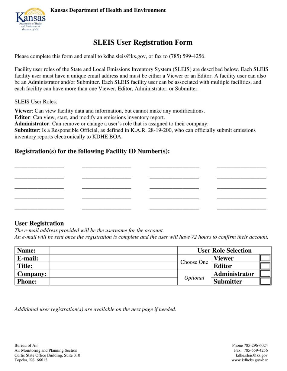 Kansas Sleis User Registration Form - Fill Out, Sign Online and ...