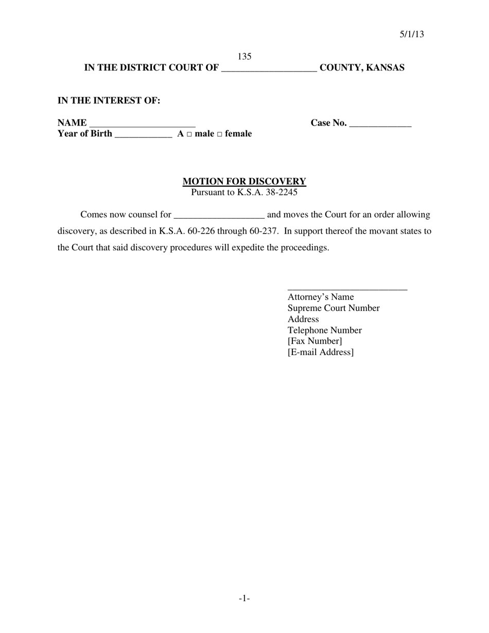 Form 135 - Fill Out, Sign Online and Download Printable PDF, Kansas ...
