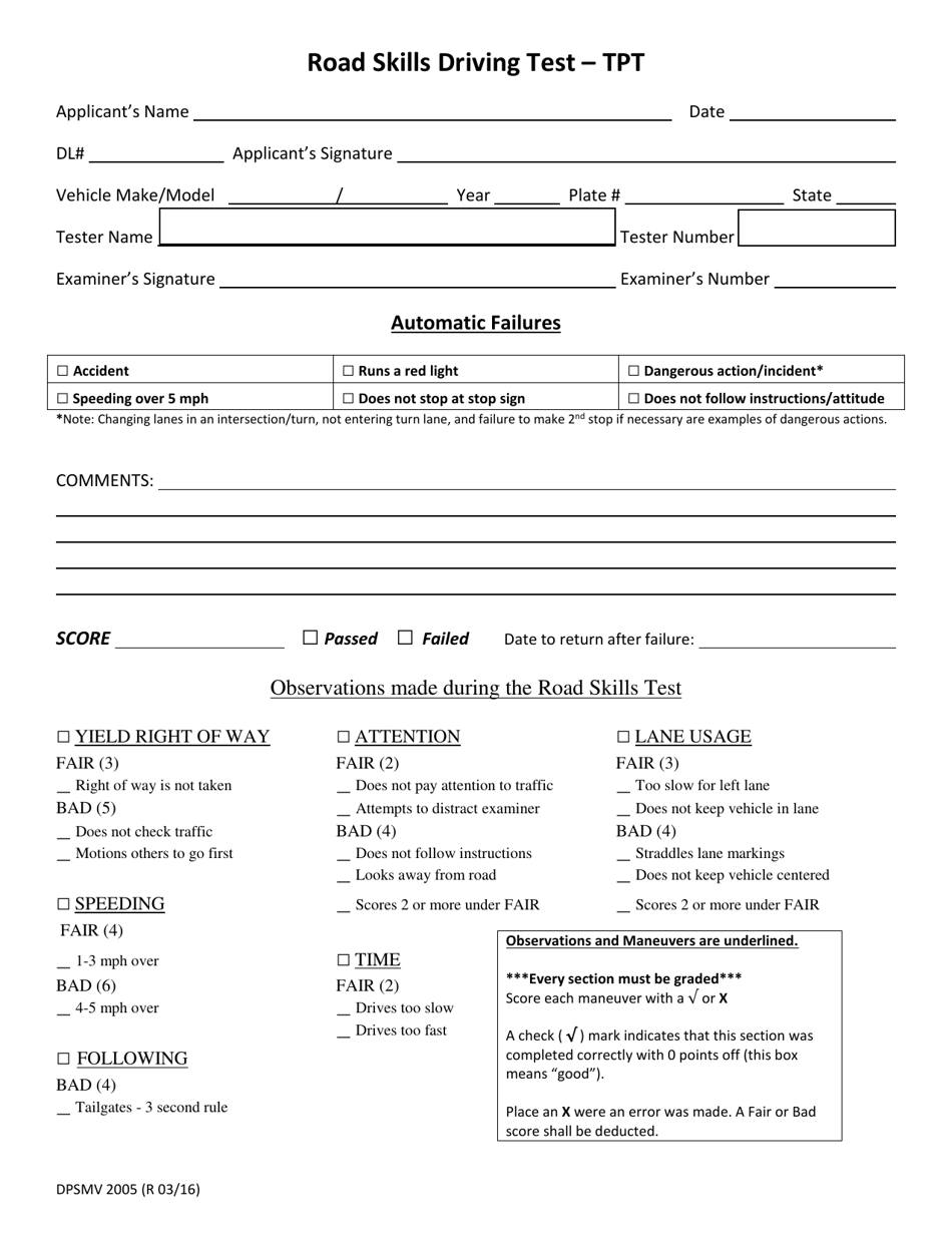 Form DPSMV2005 - Fill Out, Sign Online and Download Fillable PDF ...