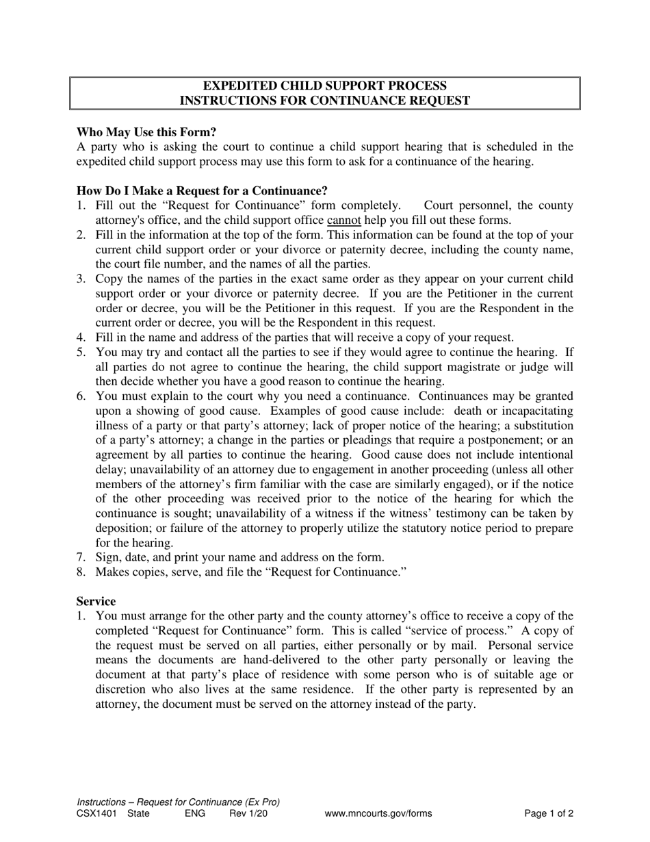 Download Instructions for Form CSX1402 Request for Continuance PDF ...