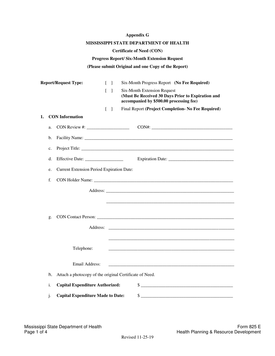 Form 825E Appendix G Download Printable PDF or Fill Online Certificate ...