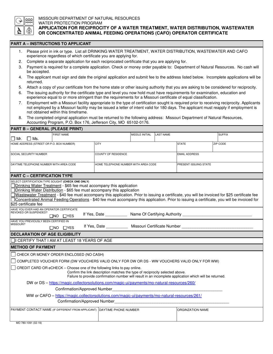 Form MO780-1091 - Fill Out, Sign Online and Download Fillable PDF ...