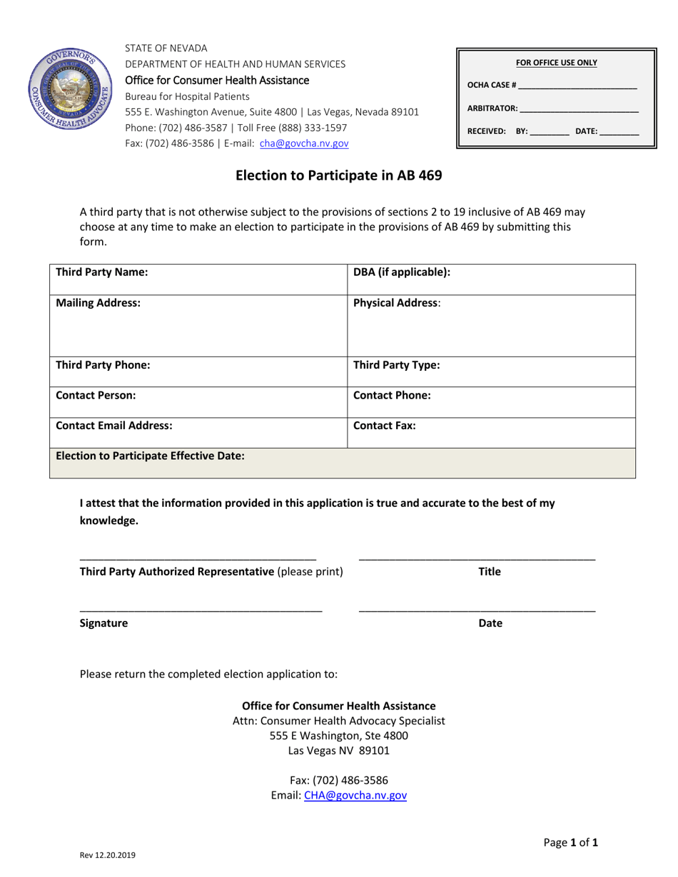 Nevada Election to Participate in AB 469 - Fill Out, Sign Online and ...