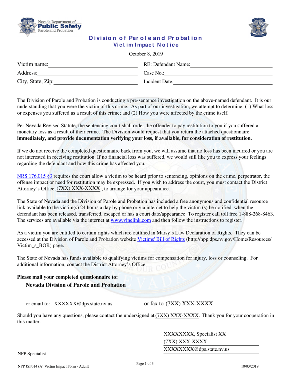 Form NPP JSF014 - Fill Out, Sign Online and Download Fillable PDF ...