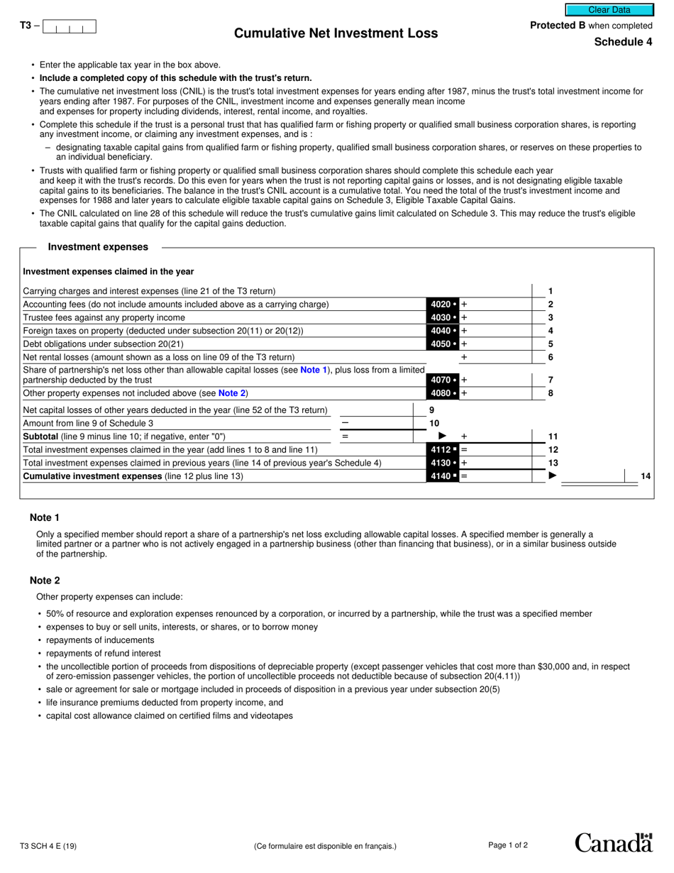 Form T3 Schedule 4 - Fill Out, Sign Online and Download Fillable PDF ...
