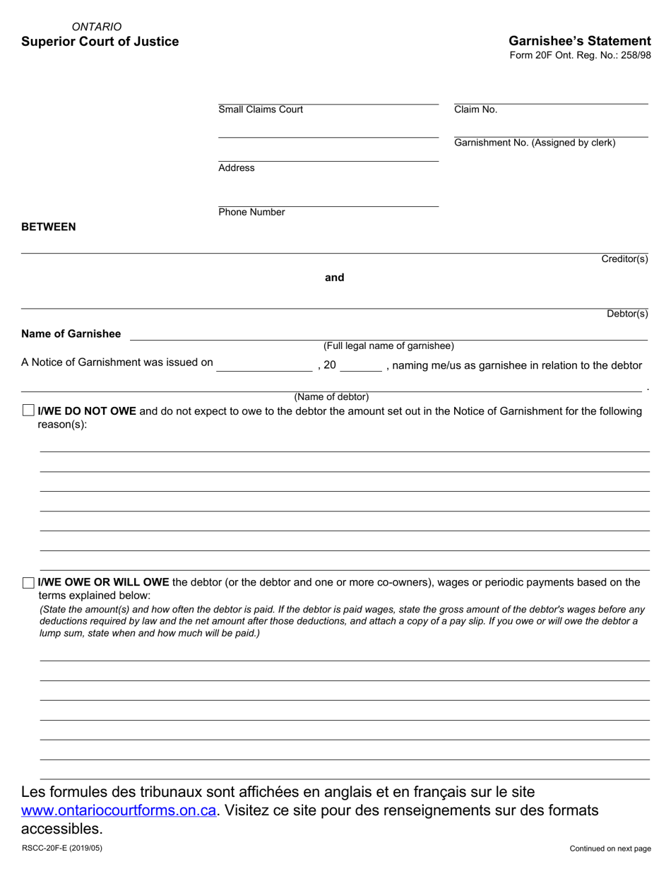 Form 20F - Fill Out, Sign Online and Download Fillable PDF, Ontario ...