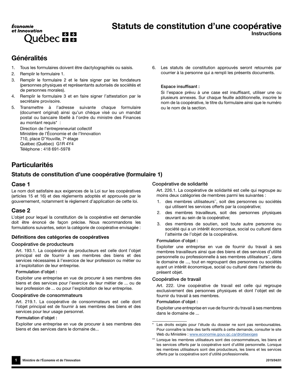 Download Instruction pour Forme 1, F-CO01 Statuts De Constitution D'une ...