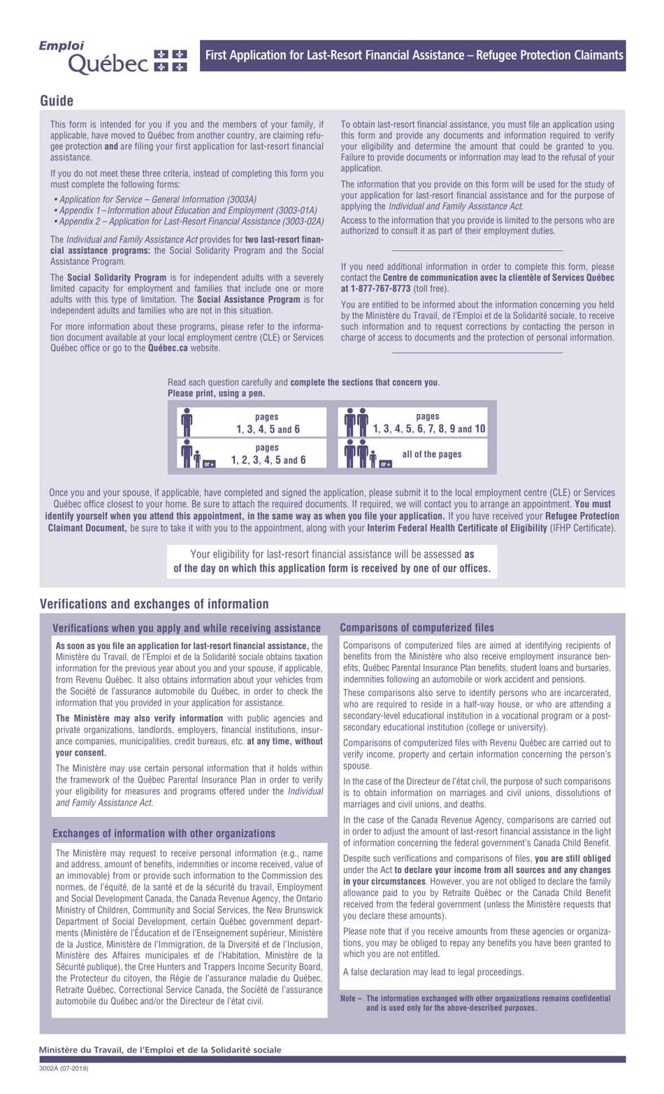 Form 3002A - Fill Out, Sign Online and Download Printable PDF, Quebec ...