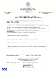 New Jersey Application for Exception Download Printable PDF ...