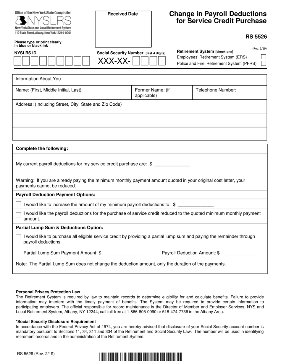 Form RS5526 - Fill Out, Sign Online and Download Fillable PDF, New York ...