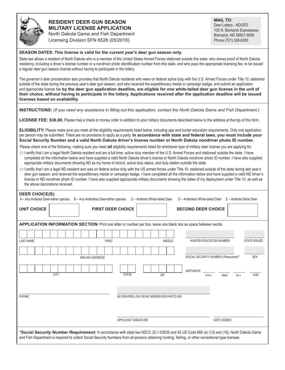 Form SFN6528 Download Printable PDF or Fill Online Resident Deer Gun ...