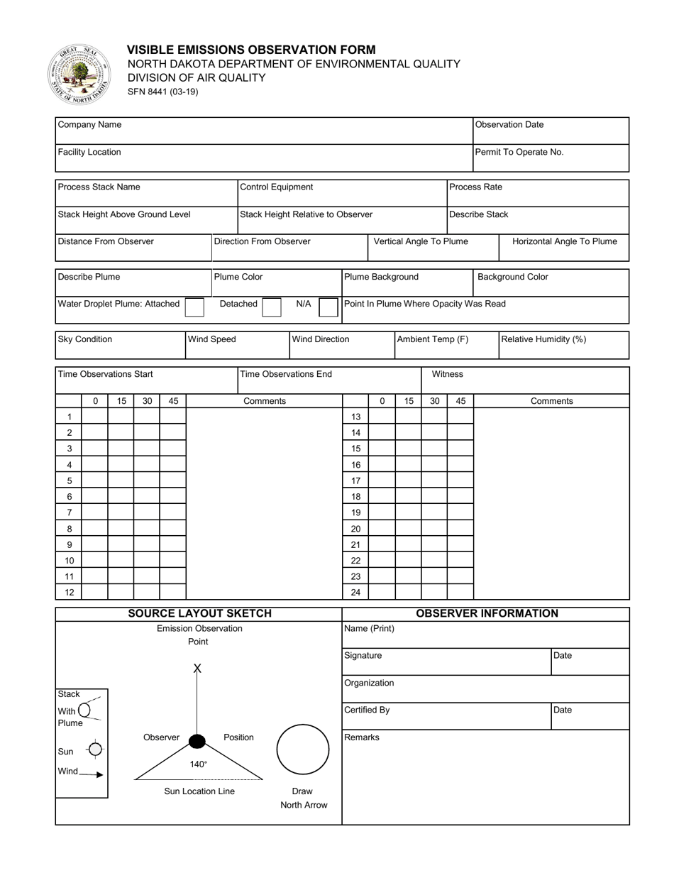 Form SFN8441 - Fill Out, Sign Online and Download Printable PDF, North ...
