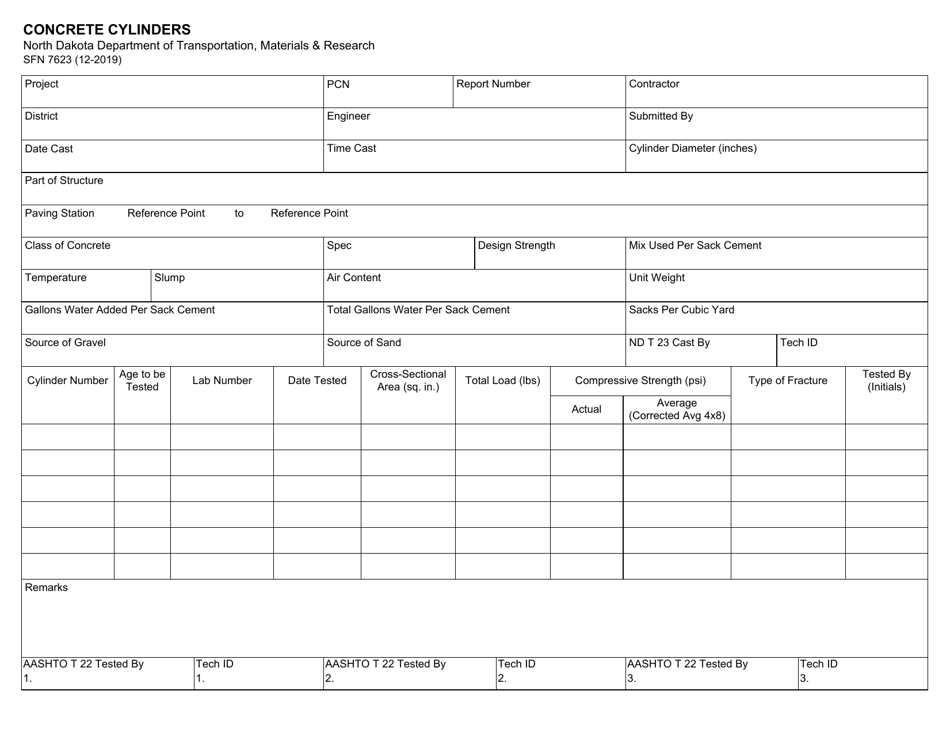Form SFN7623 - Fill Out, Sign Online and Download Fillable PDF, North ...