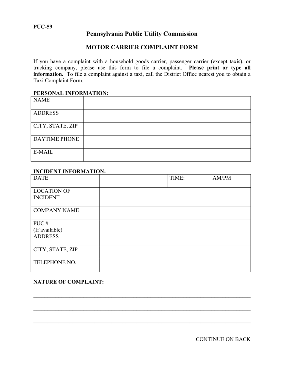 Form PUC-59 - Fill Out, Sign Online and Download Printable PDF ...