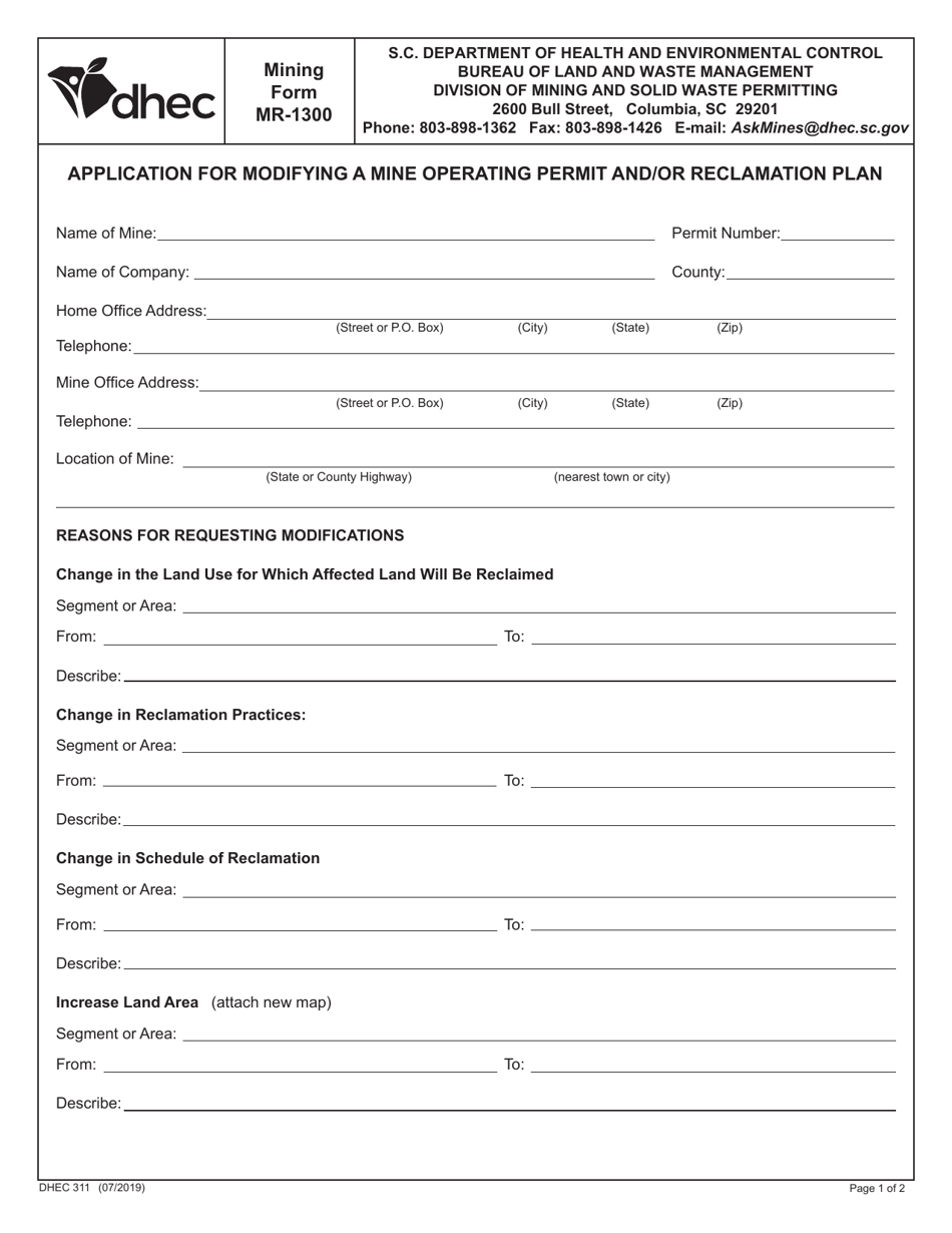 Form MR-1300 (D-3111) - Fill Out, Sign Online and Download Fillable PDF ...
