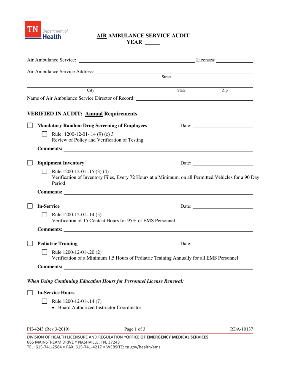 Form PH-4243 - Fill Out, Sign Online and Download Fillable PDF ...