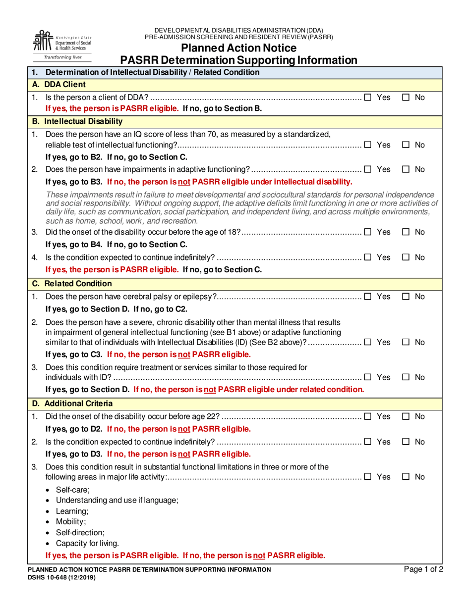 DSHS Form 10-648 - Fill Out, Sign Online and Download Printable PDF ...