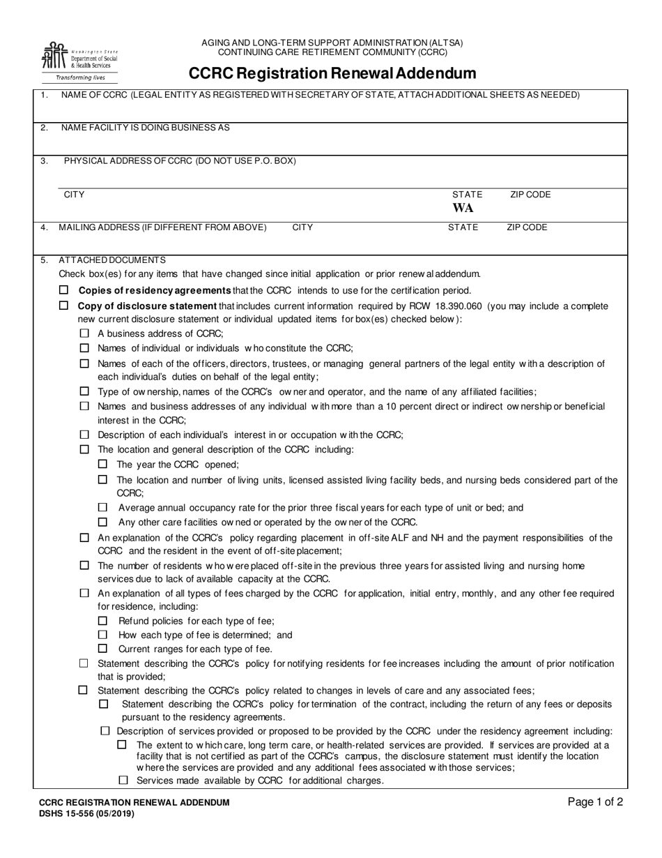 DSHS Form 15-556 - Fill Out, Sign Online and Download Printable PDF, Washington | Templateroller