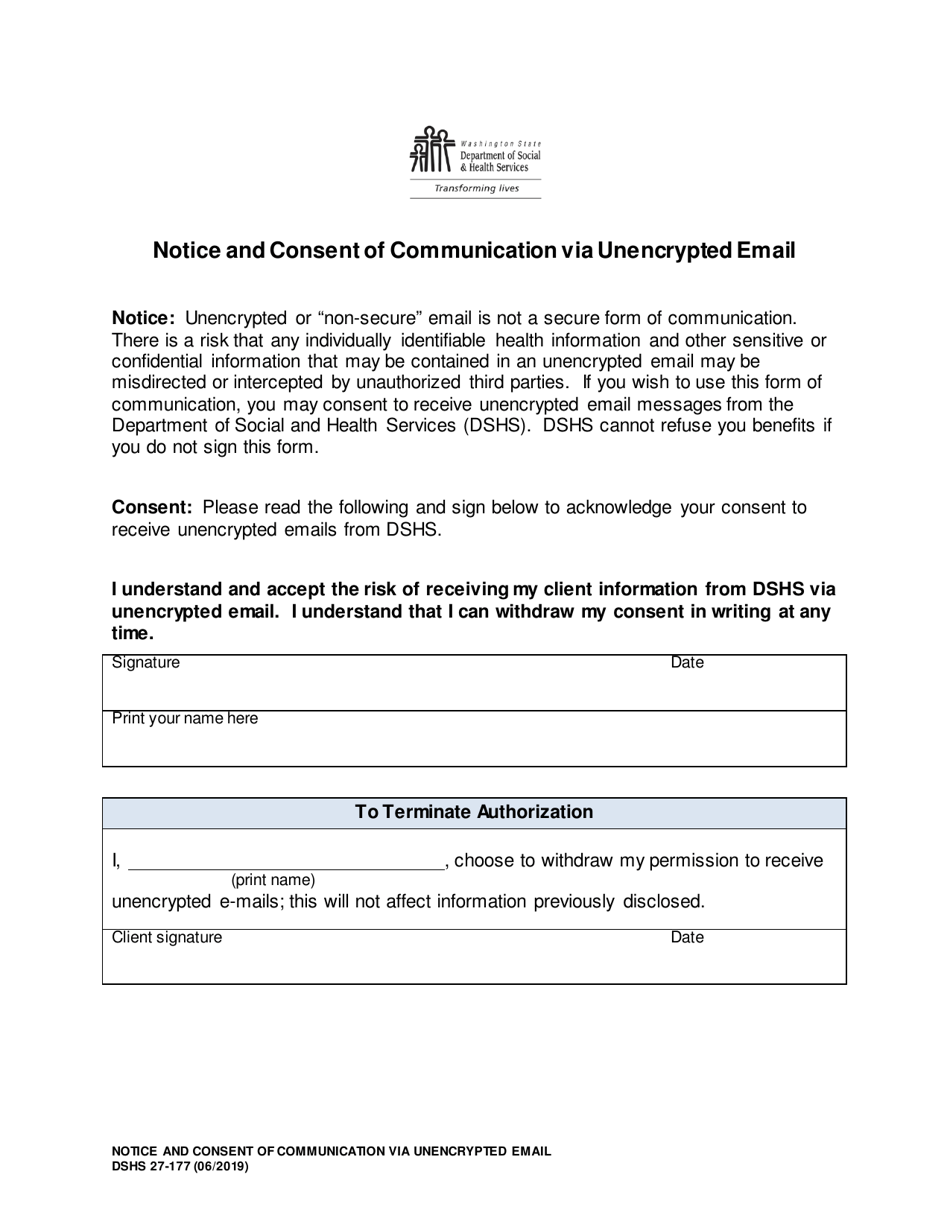 DSHS Form 27-177 - Fill Out, Sign Online and Download Printable PDF, Washington | Templateroller