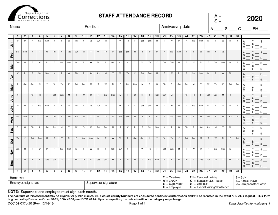 Form DOC03-037B-20 - 2020 - Fill Out, Sign Online and Download ...
