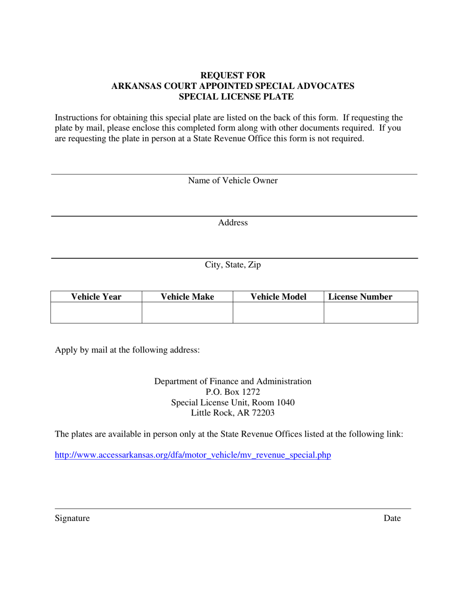 Arkansas Request for Arkansas Court Appointed Special Advocates Special ...