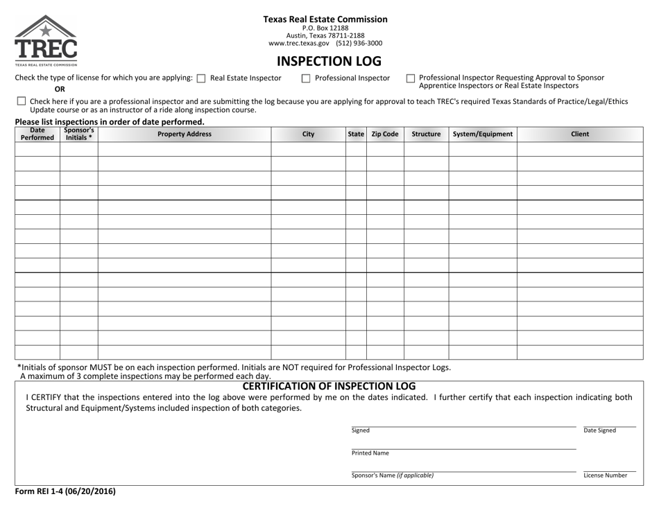 Form REI1-4 - Fill Out, Sign Online and Download Fillable PDF, Texas ...