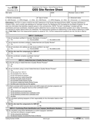IRS Form 6729 Download Fillable PDF or Fill Online Qss Site Review ...
