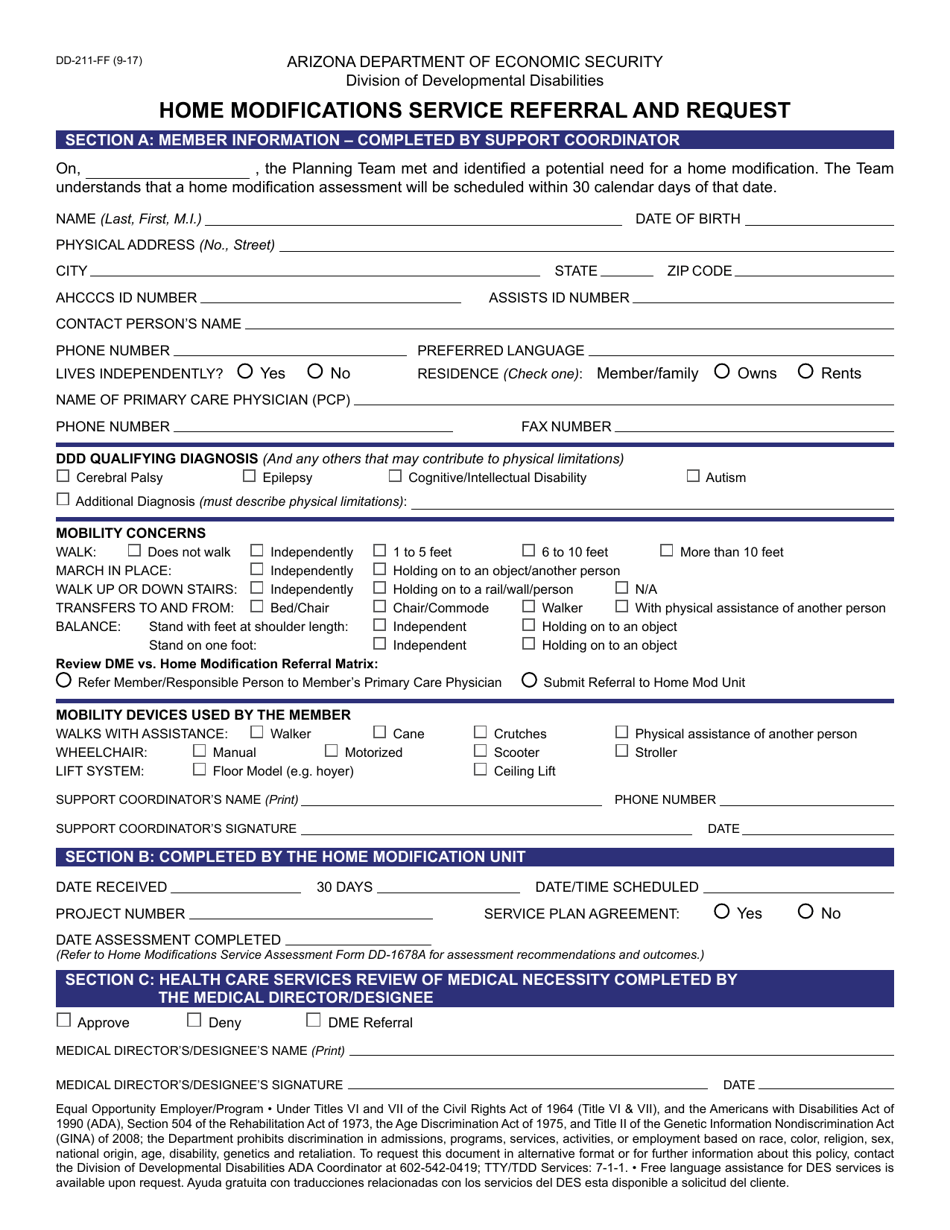 Form DD-211 - Fill Out, Sign Online and Download Fillable PDF, Arizona ...