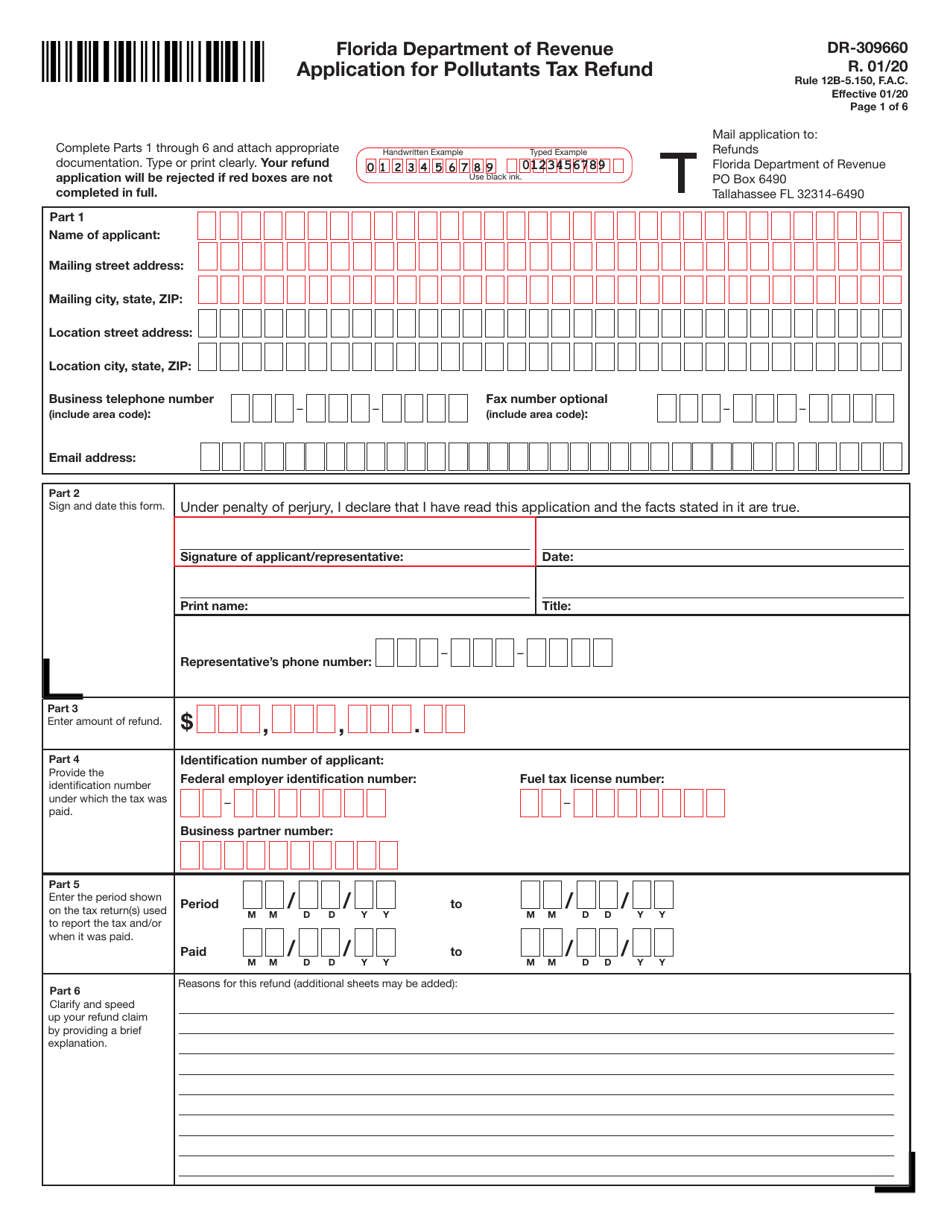 Form DR-309660 Download Printable PDF or Fill Online Application for ...