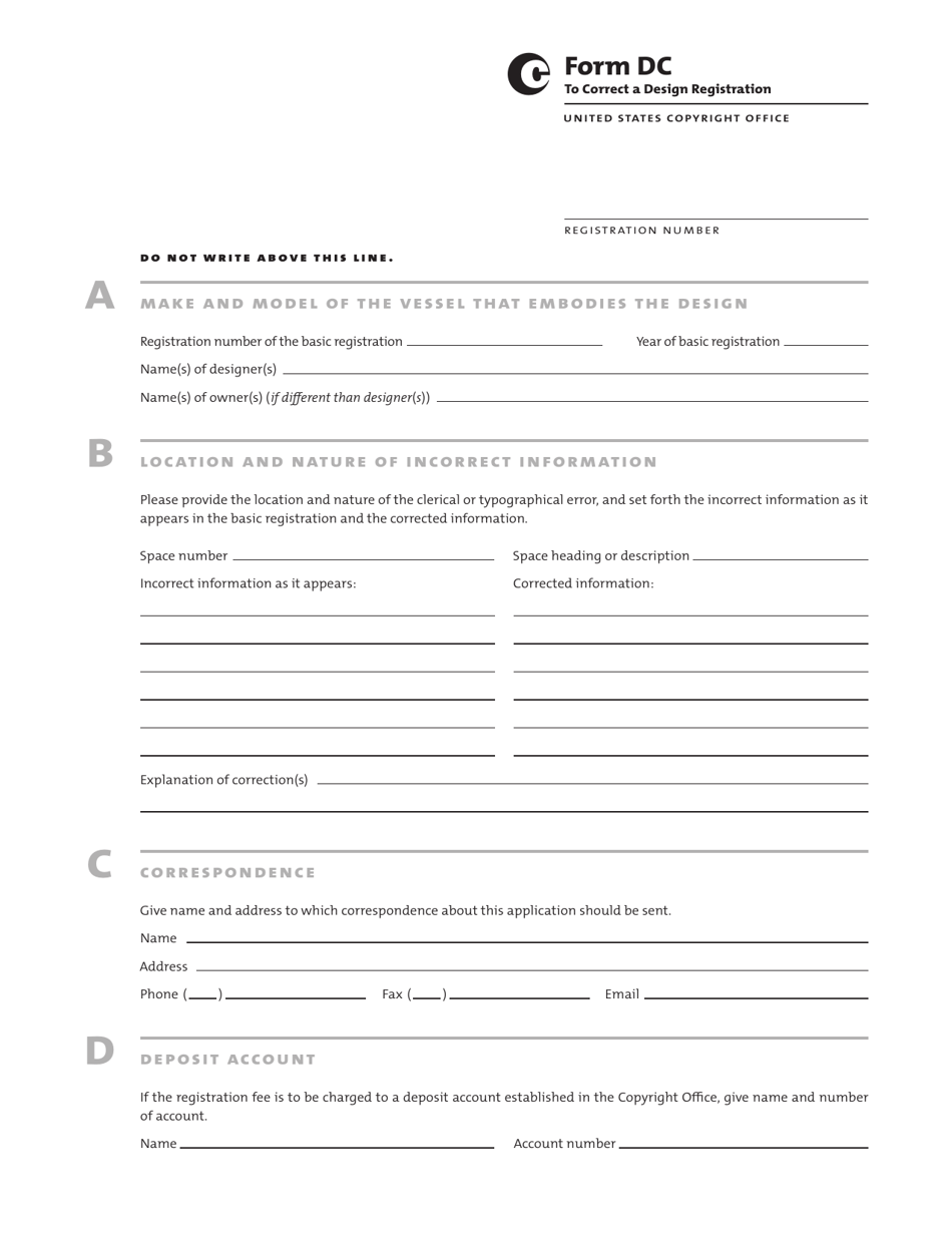 Form DC Download Fillable PDF or Fill Online Application to Correct a ...
