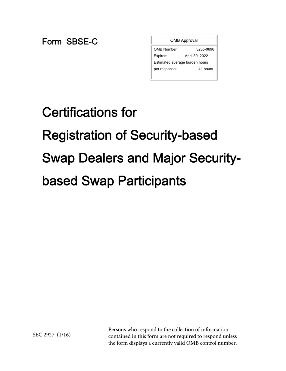 Form SBSE-C (SEC Form 2927) - Fill Out, Sign Online and Download ... Form SBSE-C (SEC Form 2927) - Fill Out, Sign Online and Download ...