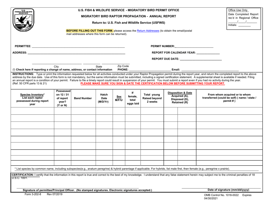 FWS Form 3-202-8 Download Fillable PDF or Fill Online Migratory Bird ...
