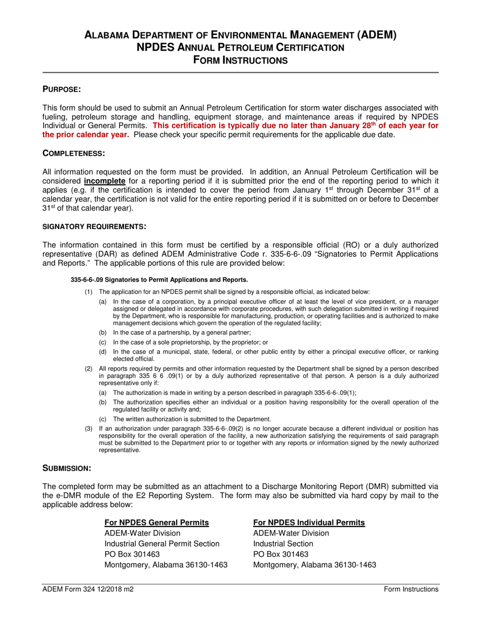 ADEM Form 324 - Fill Out, Sign Online and Download Fillable PDF ...