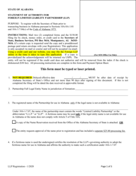 Alabama Foreign Limited Liability Partnership (LLP ) Statement of ...