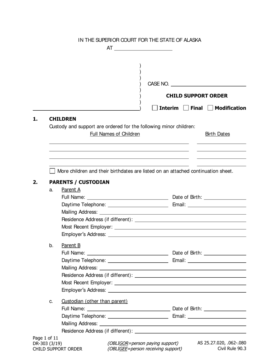 Form DR-303 - Fill Out, Sign Online and Download Fillable PDF, Alaska ...