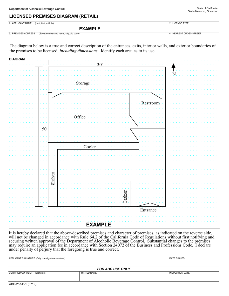 Form ABC-257-B-1 Download Fillable PDF or Fill Online Example B of ...