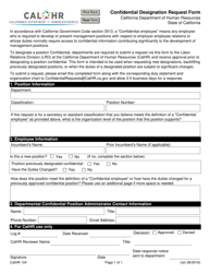Form CALHR124 Download Fillable PDF or Fill Online Confidential ...