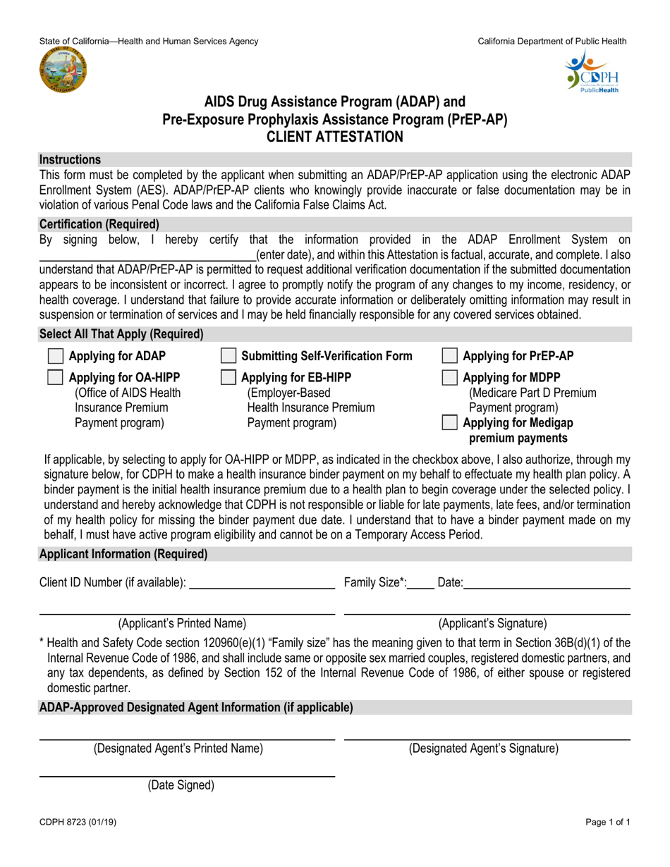 Form CDPH8723 - Fill Out, Sign Online and Download Fillable PDF ...