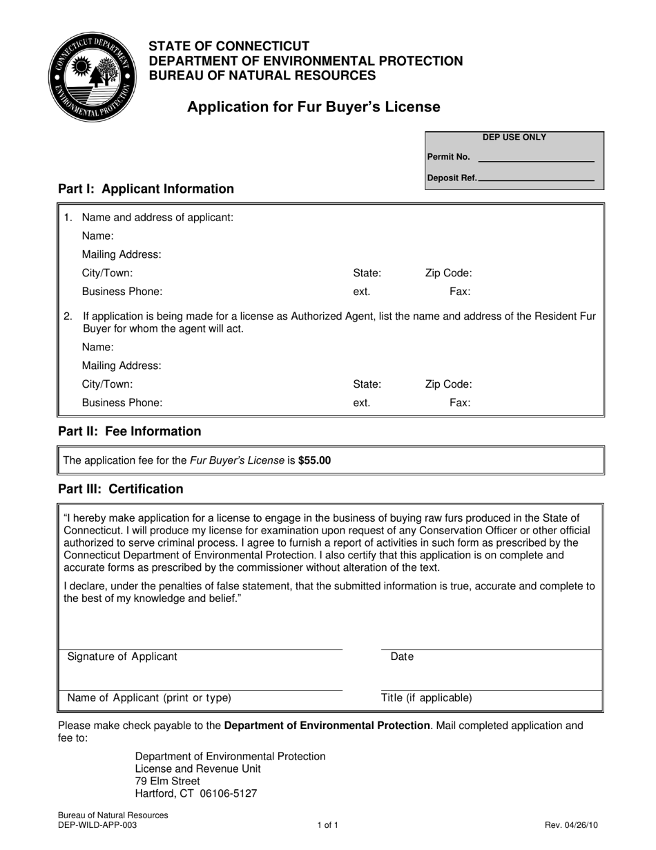 Form DEP-WILD-APP-003 - Fill Out, Sign Online and Download Printable ...