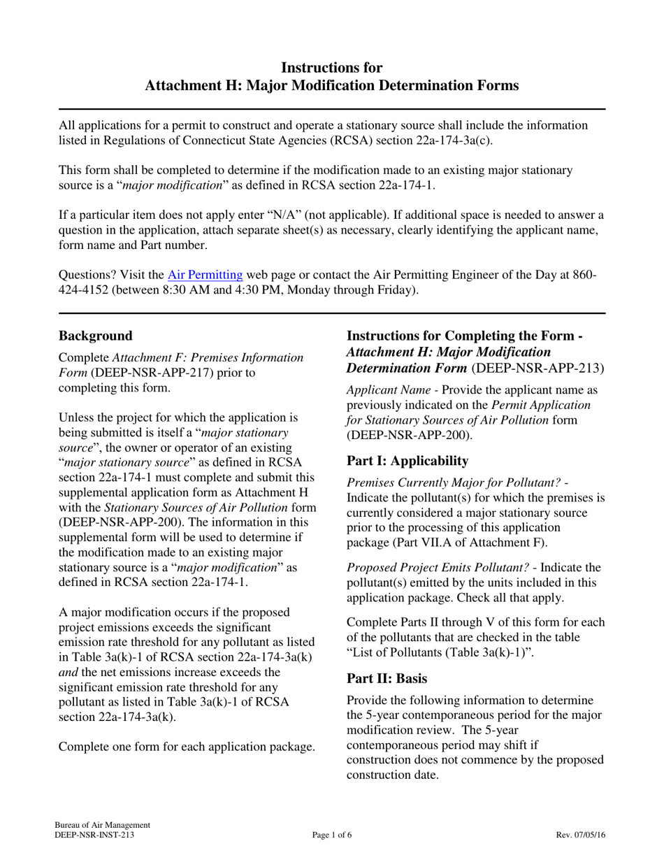 Download Instructions for Form DEEP-NSR-APP-213 Attachment H Major ...