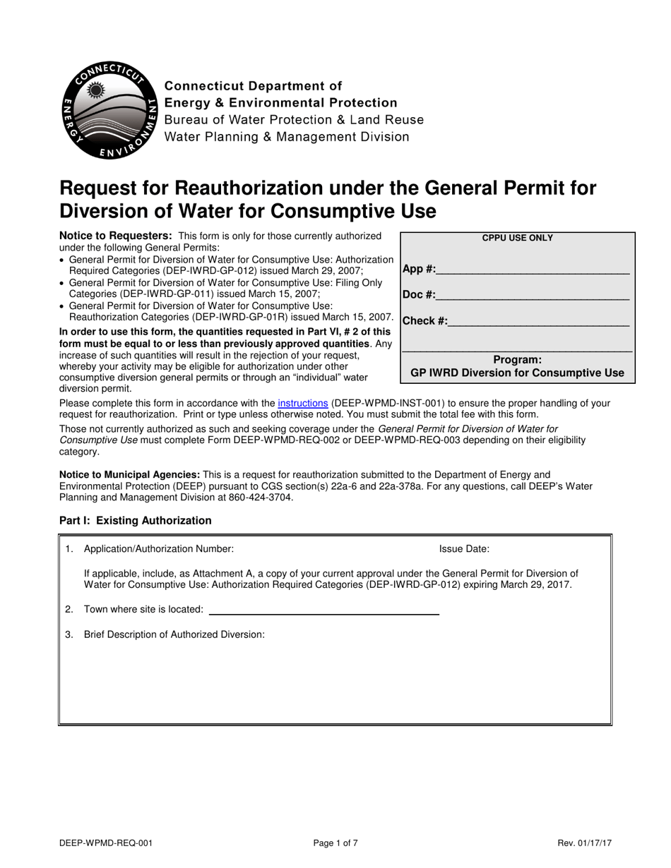 Form DEEP-WPMD-REQ-001 - Fill Out, Sign Online and Download Printable ...