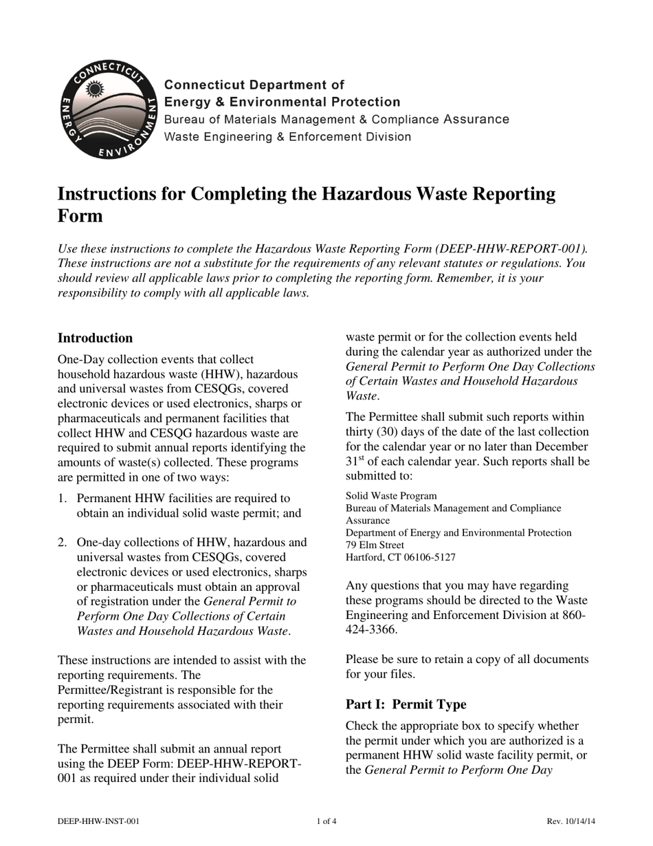 Download Instructions for Form DEEP-HHW-REPORT-001 Hazardous Waste ...
