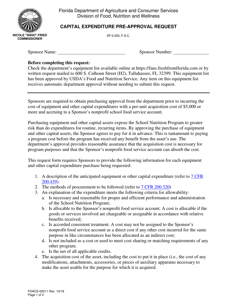 Form FDACS-02011 - Fill Out, Sign Online and Download Fillable PDF ...