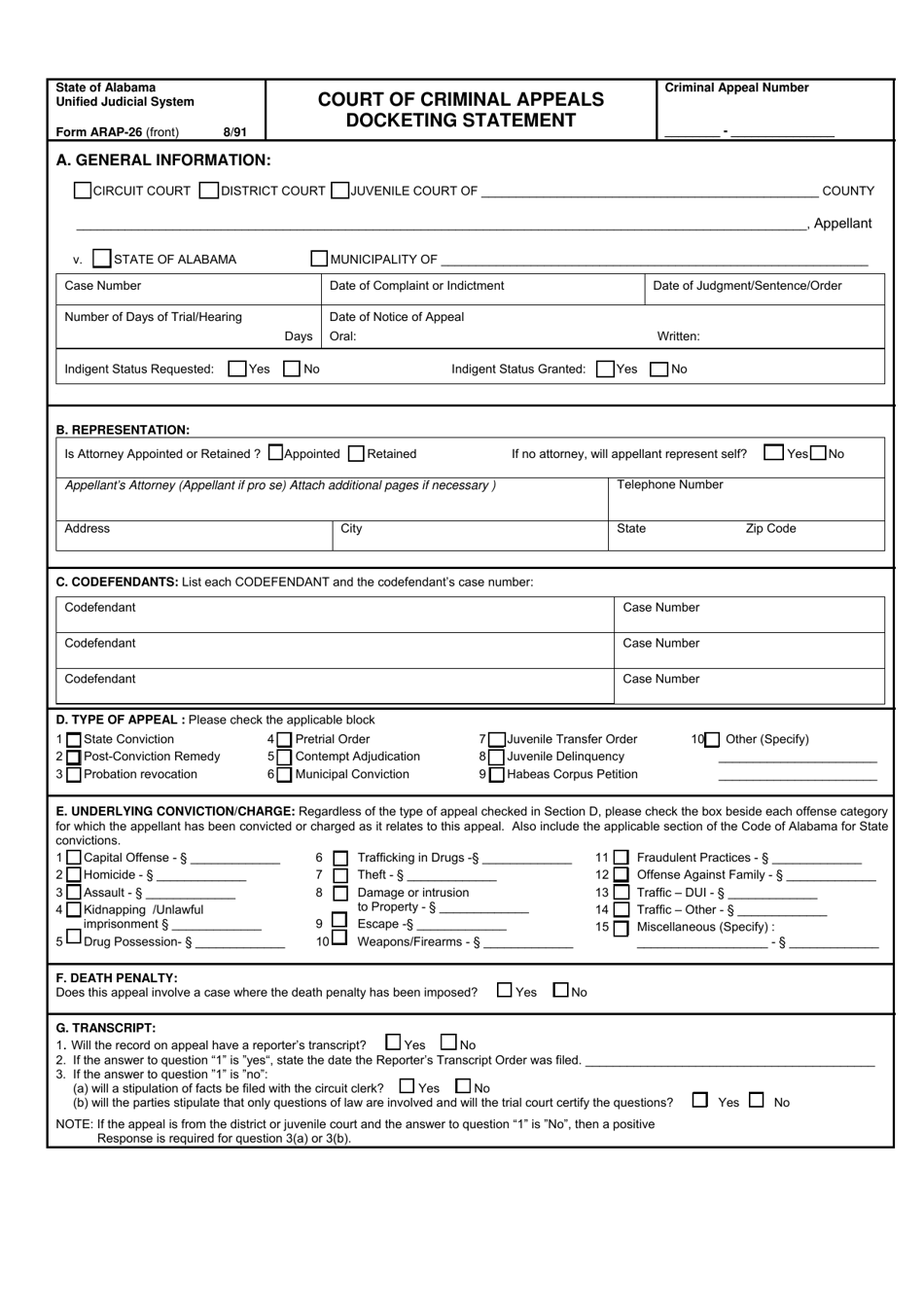 Form ARAP-26 - Fill Out, Sign Online and Download Fillable PDF, Alabama ...