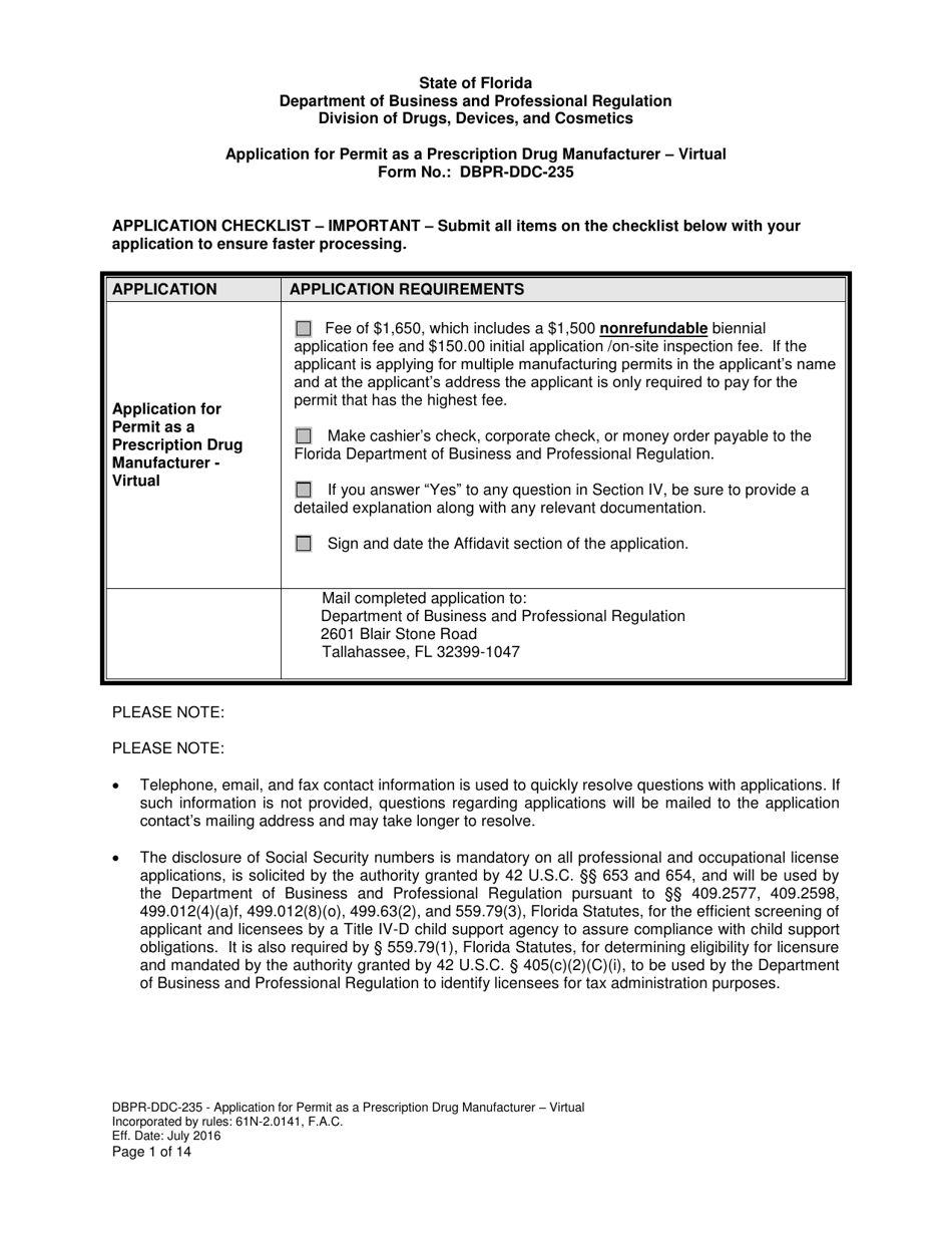 Form DBPR-DDC-235 - Fill Out, Sign Online and Download Printable PDF ...